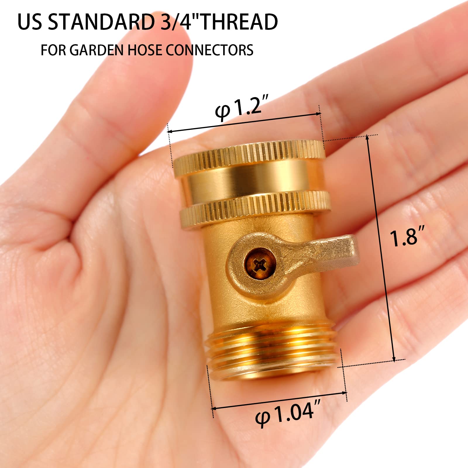 Sanpaint Water Hose Shut Off Valve, 2 Pack Heavy Duty 3/4 Inch Solid Brass Garden Hose Connector