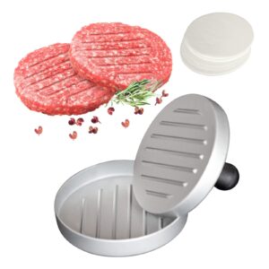 quinglu burger press 100 patty papers, non-stick hamburger press patty maker, meat beef cheese burger maker, veggie burgers sausage patties crab cakes patty maker for outdoor camping