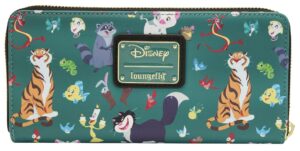 loungefly disney wallet princess sidekicks print zip faux leather clutch