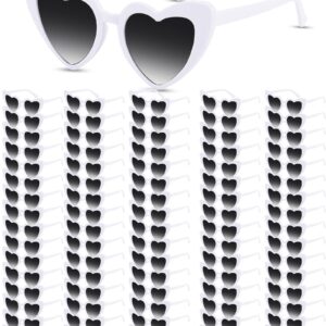 Hoteam 100 Pairs Heart Shaped Sunglasses Bachelorette Sunglasses Bulk Bachelorette Party Decorations Glasses Women for Wedding (White)