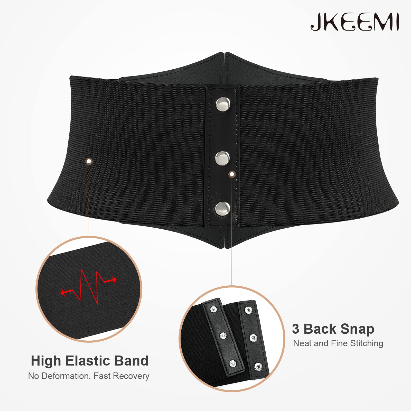 JKEEMI Women Corset Belt Metal O-Ring Heart-Ring Wide Elastic Waspie Waist Belt for Daily Cosplay Halloween Costumes