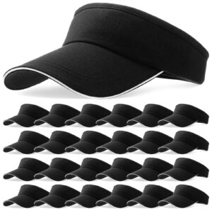 bonuci 24 pcs sun visor unisex sun visors hats uv protection sun hat for women men tennis baseball golf caps bulk(black)