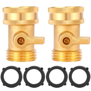 sanpaint water hose shut off valve, 2 pack heavy duty 3/4 inch solid brass garden hose connector