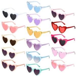 kingdder 16 pairs heart shaped sunglasses for wedding vintage rimmed heart sunglasses colorful women retro glasses(candy color)