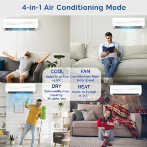 GLACER 12000BTU Mini AC Split-System, 20 SEER2 Ductless Air Conditioner w/Pre-Charged Condenser, White (12000BTU, 115V, 20 SEER2)