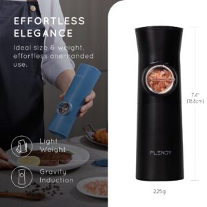 Flendy Gravity Electric Salt and Pepper Grinder Set Rechargeable, Automatic Salt and Pepper Grinder Set with USB C Charging Base, Gravity Salt and Pepper Shakers Set Electric