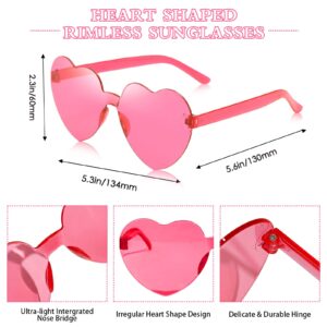 SUNOVELTIES 18 Heart Shape Rimless Sunglasses Transparent Candy Color Glasses Colorful Party Eyewear for Women