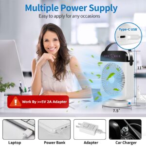 Portable Air Conditioners Fan, 4 Wind Speed Mini Ac Fan with 2 Cooling Spray, Screen Touch Control,Oscillating/Timer/Night Light, Personal Evaporative Air Cooler for Bedroom Home Office Study Desk