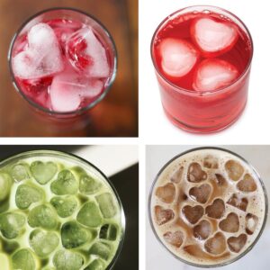 2 Pack Heart Shpaed Ice Cube Trays with Lids, Heart ice Molds, 42 Holes Silicone Heart Ice Cube Molds for Whiskey, Cocktail, Fun Shapes Ice Cubes, Chocolate, Candle, Candy, Jelly, Jello - with Lids