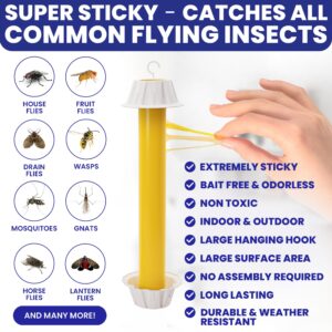 Fly Stick Sticky Fly Traps for Indoors and Outdoor 4pk. Non-Toxic Bait Free. Trap All Flies. Sticky Fly Traps for Indoors Outdoor Fly Catchers for Inside Home Bug Sticky Traps for Bugs Fly Sticky Trap