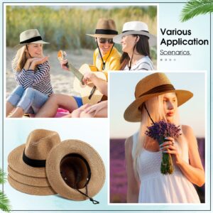 Wesiti 20 Pcs Women Straw Panama Hat Bulk Wide Brim Beach Sun Hats with Removable Wind Lanyard Foldable Summer Straw Hat Panama Sun Hat Cap for Women Men Summer Travel Vacation 4 Colors