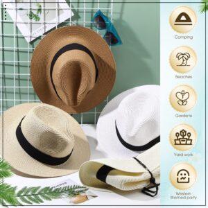 Wesiti 20 Pcs Women Straw Panama Hat Bulk Wide Brim Beach Sun Hats with Removable Wind Lanyard Foldable Summer Straw Hat Panama Sun Hat Cap for Women Men Summer Travel Vacation 4 Colors