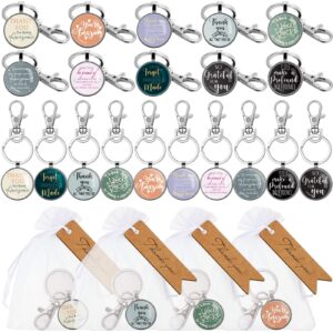 chunful 30 sets employee appreciation gifts bulk christmas thank you keychains inspirational key chains white organza bags thank you tags for staff coworkers team teacher student end of year gifts