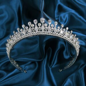 qxmyoo vintage women wedding tiaras silver cubic zirconia pageant crowns sweet 16 birthday prom party quinceanera crowns bridal hair accessories (silver)