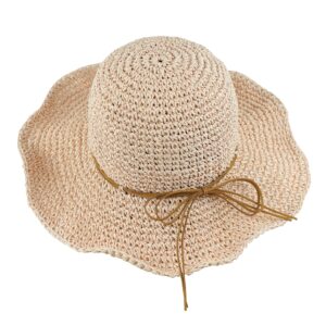 women sun hat wide brim floppy beach hat crochet straw hat breathable uv upf 50+ summer hat foldable packable travel outdoor cap pink