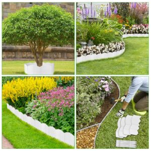 20Pcs Garden Edging Border Landscape Edging Lawn Garden Fence Edgings Decorative Landscape Border 20Ft Length Landscaping Edging with 20 Pcs Stakes for Lawn Garden Flower Bed Yard,Lawn Edging (White)