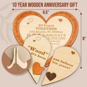 STOFINITY 10 Year Anniversary Wood Gifts for Her Him - 10th Wedding Gifts Anniversary for Husband Wife, Anniversary for Married Couple, Wood Heart Plaque Decoration Ideas