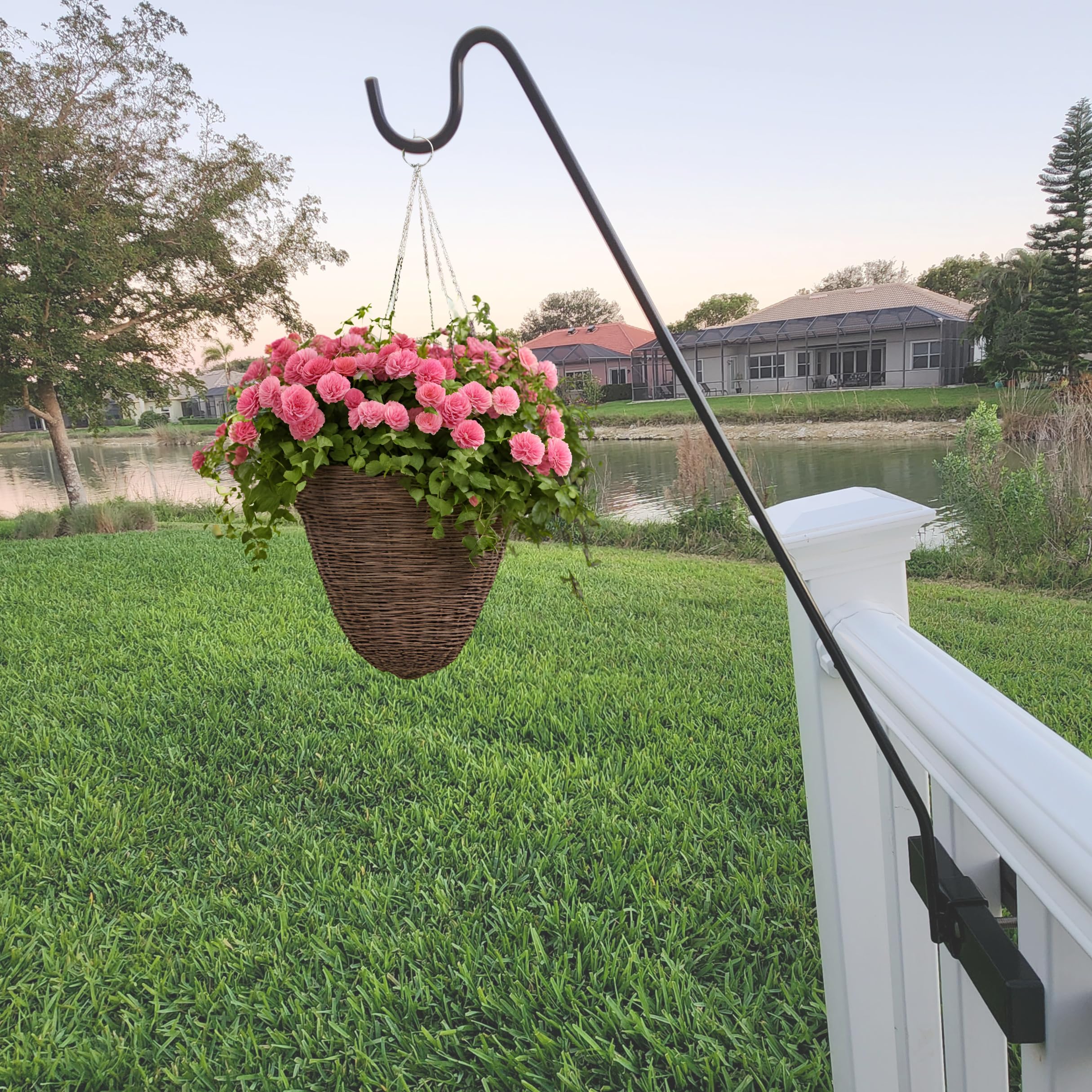 Long Hook Kits Ideal for Bird Feeders, Lighter Flower Baskets, Chimes, etc. for Vertical Spindled Deck Railings Only (27" Upright) Heavy Duty Hanger