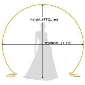 Fomcet 8FT Gold Round Backdrop Stand Circle Balloon Arch Frame Large Metal Wedding Arch for Anniversary Birthday Party Valentine Ceremony Wedding Decorations Thickened Square Tubes