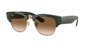 ray-ban unisex sunglasses green on gold frame, light brown lenses, 53mm