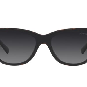 Coach HC8370U Universal Fit Sunglasses, Black/Dark Tortoise/Grey Gradient Polarized, 54 mm