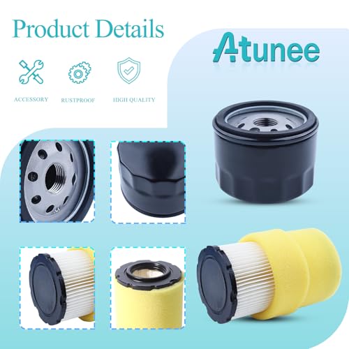 Atunee MIU14395 D125 Air Filter Tune Up Kit for John Deere D100 D105 D125 D130 D140 D110 E140 E130 E100 E120 LA145 LA135 Z255 Z235 X330 Lawn Mower with 42 inch Mower Deck Belt Spark Plug