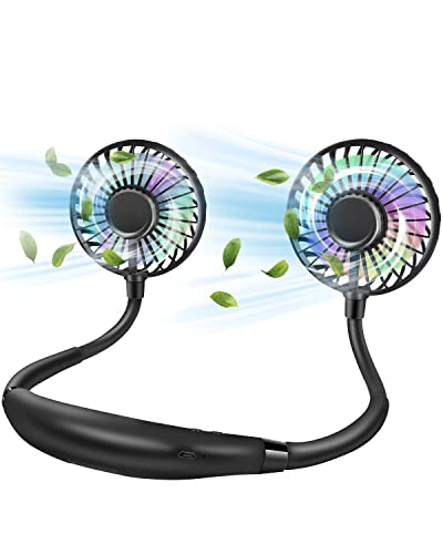 YALTOON Neck Fan, Hand Free Portable Neck Fans For Women, Kids, and Men, 3 Speed Adjustable Hanging Around Necklace Fan, Rechargeable Battery Operated Wearable Fan Personal Fans Cooling Neck Fan