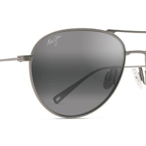 Maui Jim Men's and Women's Walaka Polarized Aviator Sunglasses, Matte Titanium/Neutral Grey, Medium