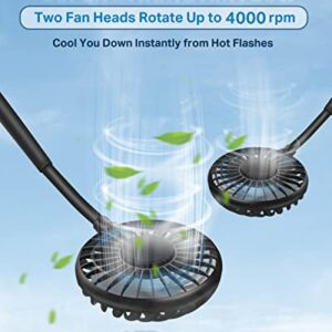 YALTOON Neck Fan, Hand Free Portable Neck Fans For Women, Kids, and Men, 3 Speed Adjustable Hanging Around Necklace Fan, Rechargeable Battery Operated Wearable Fan Personal Fans Cooling Neck Fan