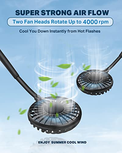 YALTOON Neck Fan, Hand Free Portable Neck Fans For Women, Kids, and Men, 3 Speed Adjustable Hanging Around Necklace Fan, Rechargeable Battery Operated Wearable Fan Personal Fans Cooling Neck Fan