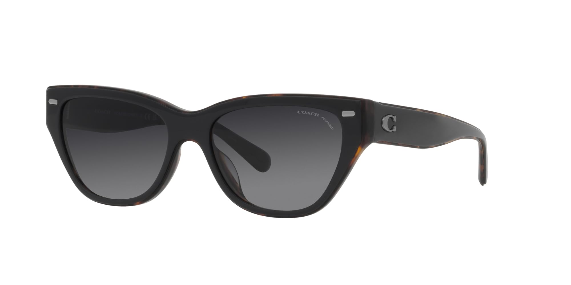 Coach HC8370U Universal Fit Sunglasses, Black/Dark Tortoise/Grey Gradient Polarized, 54 mm