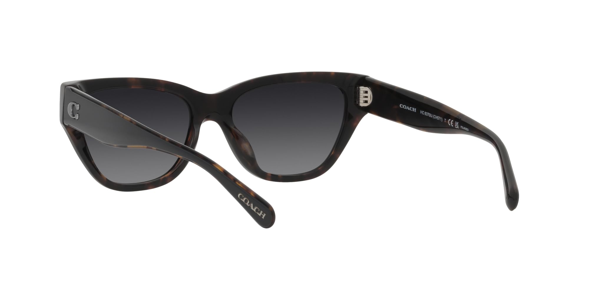 Coach HC8370U Universal Fit Sunglasses, Black/Dark Tortoise/Grey Gradient Polarized, 54 mm