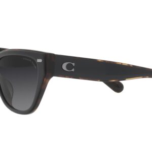 Coach HC8370U Universal Fit Sunglasses, Black/Dark Tortoise/Grey Gradient Polarized, 54 mm