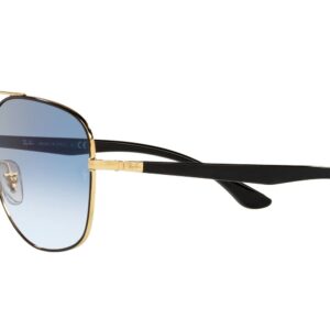 Ray-Ban RB3683 Square Sunglasses, Black on Gold/Clear Gradient Blue, 59 mm