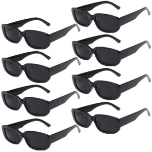 pibupibu 8 pack black rectangle sunglasses bulk, retro rectangle sunglasses for women men, fun y2k costume accessories glasses set