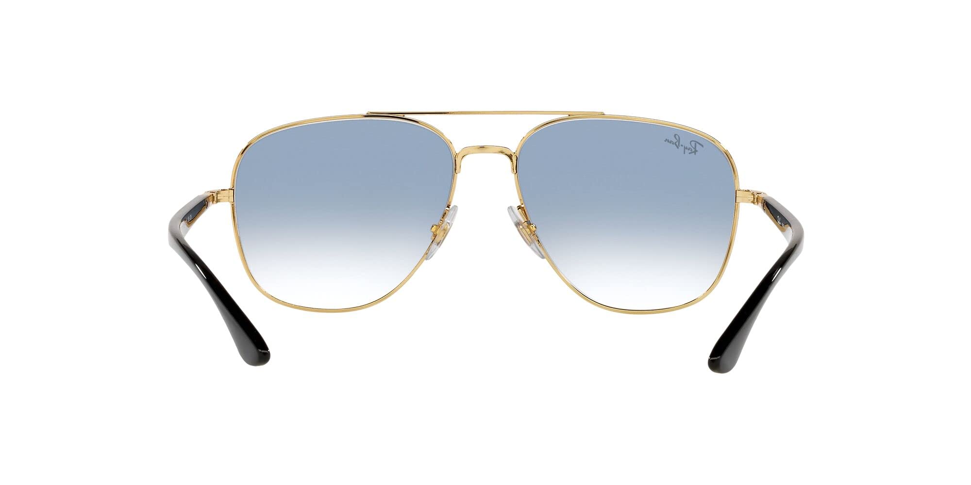 Ray-Ban RB3683 Square Sunglasses, Black on Gold/Clear Gradient Blue, 59 mm