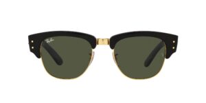 ray-ban rb0316s mega clubmaster square sunglasses, black on gold/green, 53 mm