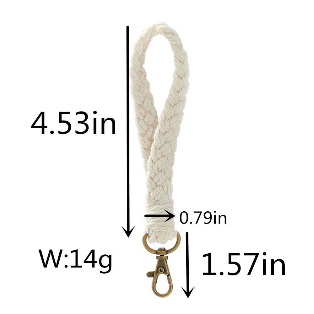 Sither Boho Macrame Keychain for Women Handmade Keychain Bracelet Keyring Wristlet Macrame Keychain Holder for Gift(dark green)