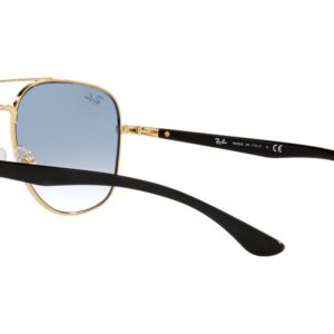 Ray-Ban RB3683 Square Sunglasses, Black on Gold/Clear Gradient Blue, 59 mm