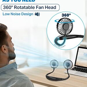 YALTOON Neck Fan, Hand Free Portable Neck Fans For Women, Kids, and Men, 3 Speed Adjustable Hanging Around Necklace Fan, Rechargeable Battery Operated Wearable Fan Personal Fans Cooling Neck Fan