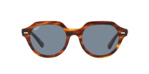 ray-ban rb4399 gina square sunglasses, striped havana/blue, 51 mm