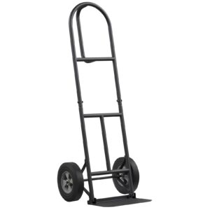 nightcore hand truck 660 lbs capacity, heavy-duty dolly cart w/p-handle, all-terrain double bearing wheels, foldable & space-saving hand cart for home, warehouse, garage, backyard (black)