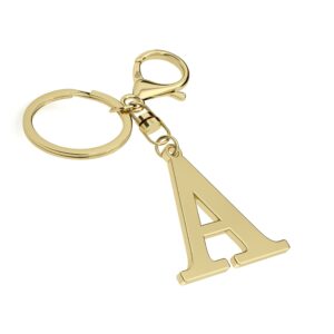 stainless steel gold letter a-z keychain for women men, initial letter pendant with key ring, charms for key backpack bag (gold-a)