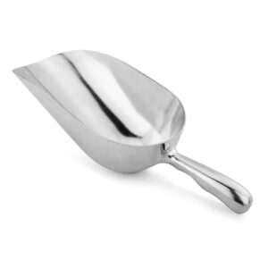 new star foodservice 538161 one-piece cast aluminum round bottom bar ice flour utility scoop, 38-ounce, silver (hand wash only)