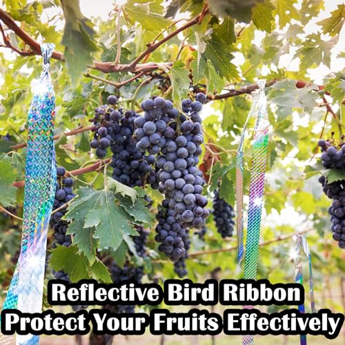 Benasan [492FT] Effective Birds Scare Ribbon, Reflective Flash Reflectors to Keep Pigeons, Hawks, Woodpeckers, Geeses Away from Trees Plants Crops