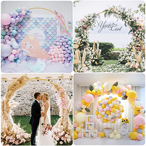 Fomcet 8FT Gold Round Backdrop Stand Circle Balloon Arch Frame Large Metal Wedding Arch for Anniversary Birthday Party Valentine Ceremony Wedding Decorations Thickened Square Tubes