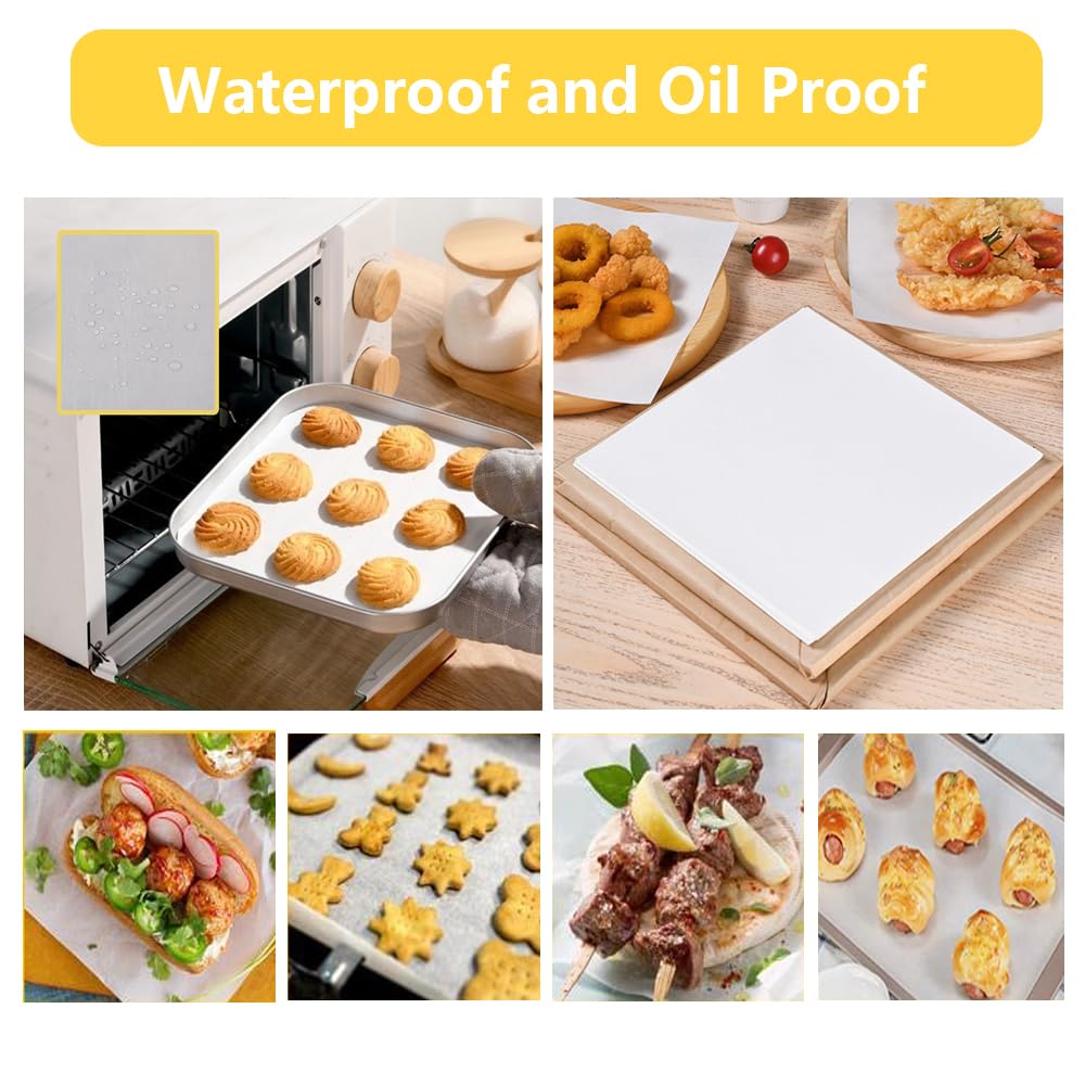 Yuyouqu 50 Pcs 12 x 12 Inch Square Parchment Paper Baking Sheets, Parchment Sheets for Baking Cake, 12'' Wax Paper Squares Deli Paper Sheets for Food Basket Liners White