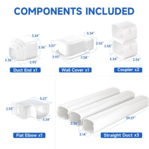 Cestluck 3'' 11 Ft Mini Split Line Set Cover, PVC & PP Line Cover Set Universal for Mini Split AC & Central AC