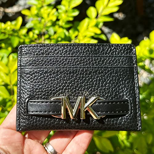 Michael Kors Reed Large Card Holder Wallet MK Signature Logo Leather (Black)