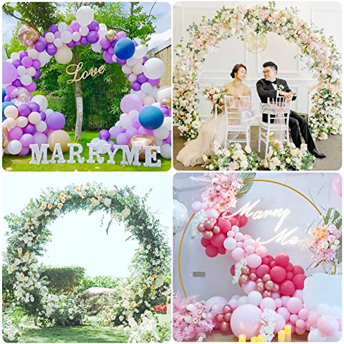 Fomcet 8FT Gold Round Backdrop Stand Circle Balloon Arch Frame Large Metal Wedding Arch for Anniversary Birthday Party Valentine Ceremony Wedding Decorations Thickened Square Tubes